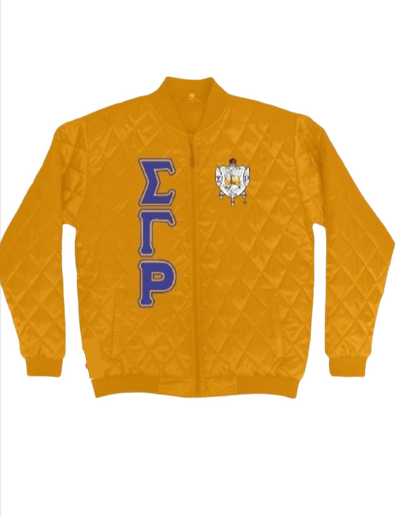 Sigma Gamma Rho Quilted Bomber Jacket (Gold) – Uzuri Greek